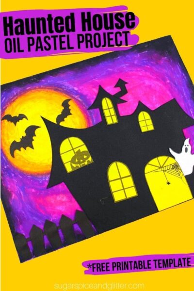 Haunted House Pastel Drawing with Template ⋆ Sugar, Spice and Glitter