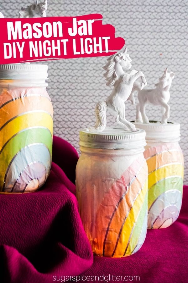 Unicorn Mason Jar Night Light ⋆ Sugar, Spice and Glitter