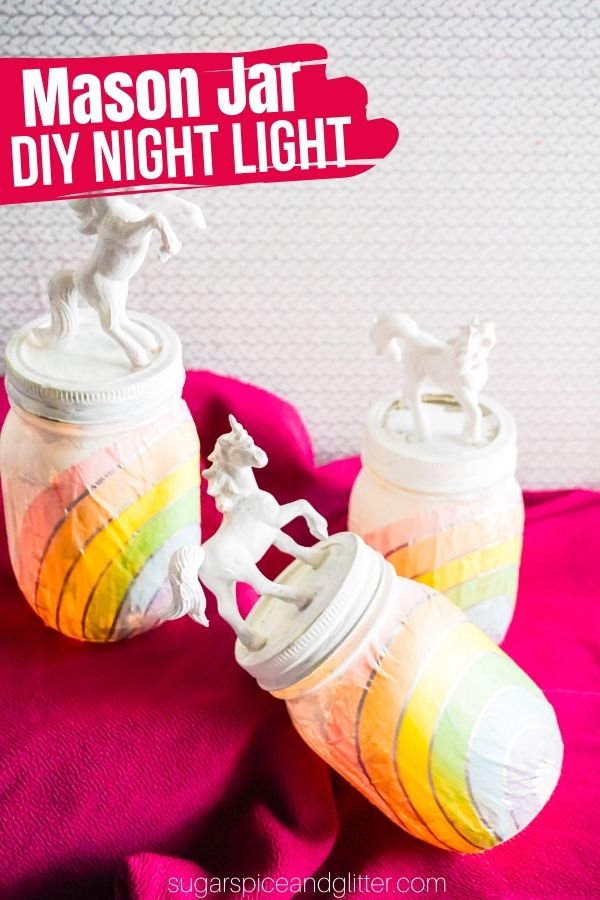 Unicorn Mason Jar Night Light ⋆ Sugar, Spice and Glitter