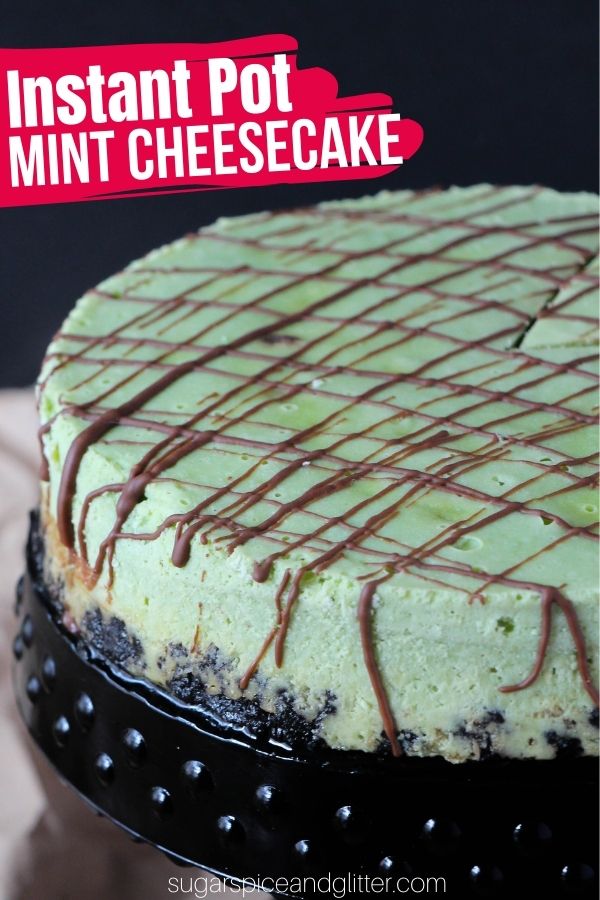 Instant Pot Mint Chocolate Chip Cheesecake ⋆ Sugar, Spice and Glitter