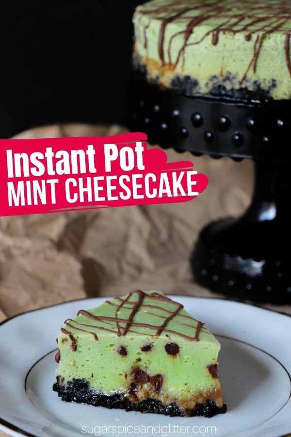 Instant Pot Mint Chocolate Chip Cheesecake ⋆ Sugar, Spice and Glitter