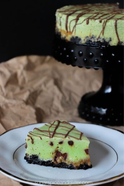Instant Pot Mint Chocolate Chip Cheesecake ⋆ Sugar, Spice and Glitter