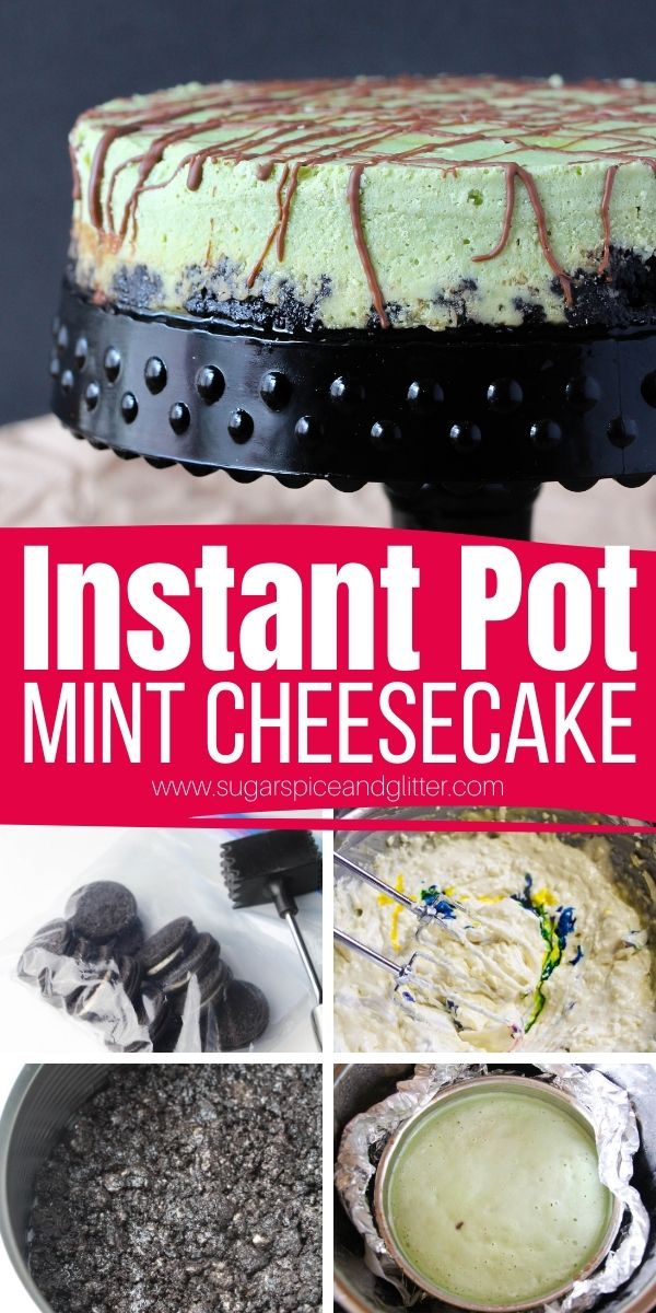 Instant Pot Mint Chocolate Chip Cheesecake ⋆ Sugar, Spice and Glitter
