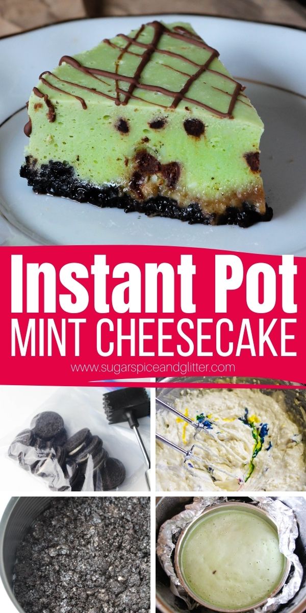 Instant Pot Mint Chocolate Chip Cheesecake ⋆ Sugar, Spice and Glitter