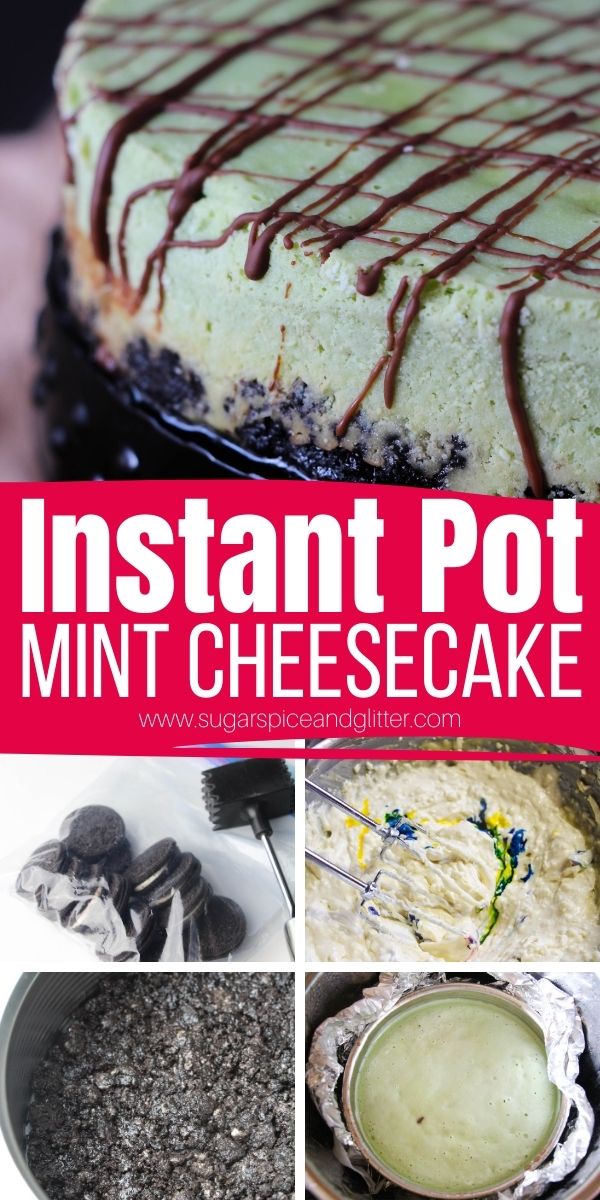 Instant Pot Mint Chocolate Chip Cheesecake ⋆ Sugar, Spice and Glitter