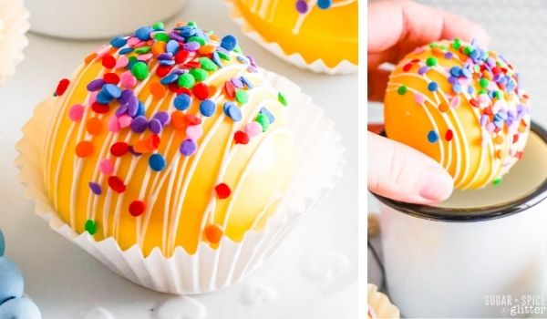 Birthday Cake Hot Chocolate Bombs (with Video) ⋆ Sugar, Spice and Glitter