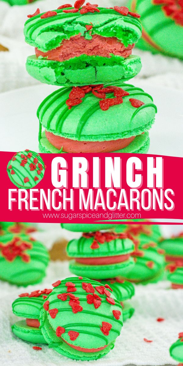 Grinch-Inspired Macarons with Whipped Red Velvet Ganache ⋆ Sugar, Spice ...