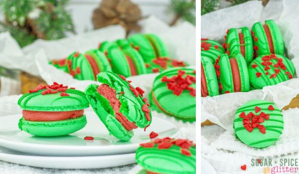 Grinch-Inspired Macarons with Whipped Red Velvet Ganache ⋆ Sugar, Spice ...