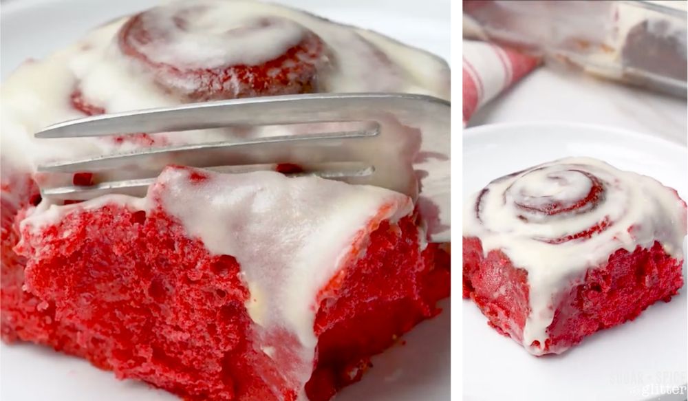 Cake Mix Red Velvet Cinnamon Buns (with Video) ⋆ Sugar, Spice and Glitter